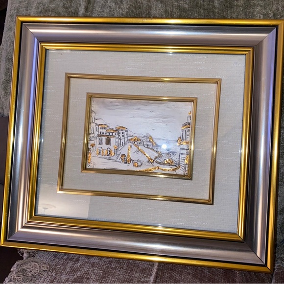 Wall Decor | Italian Foil Silver Leaf Art Vintage Gold Framedframe ...